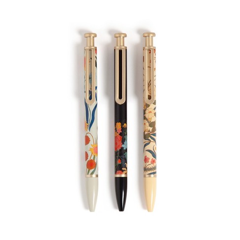 U Brands 3pk Ballpoint Pens Black Ink Monterey Botanical Studies : Target