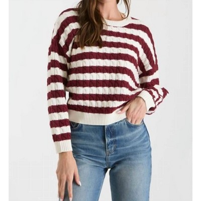 Women's Stripe Cable Knit Sweater - Blu Pepper M : Target