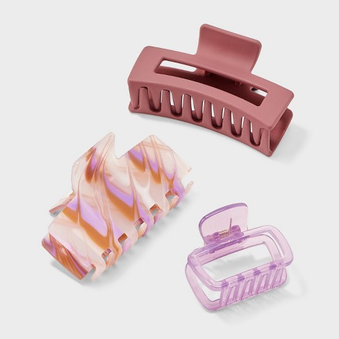 Cutout Claw Hair Clip Pack Set 3pc - Universal Thread™ Assorted Purple ...