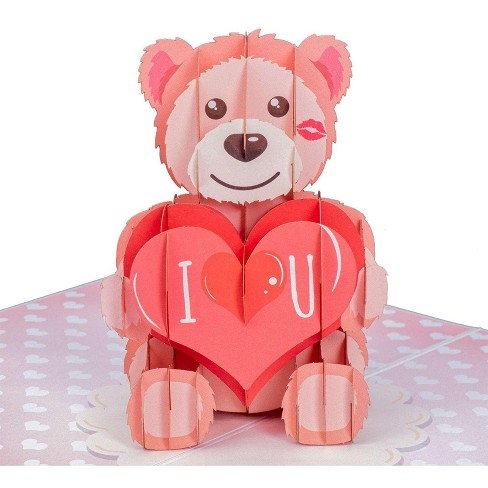 Paper Love Pop Up Card, 3d Teddy Bear, For Valentines, Birthday, All ...