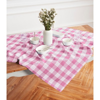 Solino Home Linen Buffalo Check Table Throw Pink Begonia 52 X 52 Inches ...