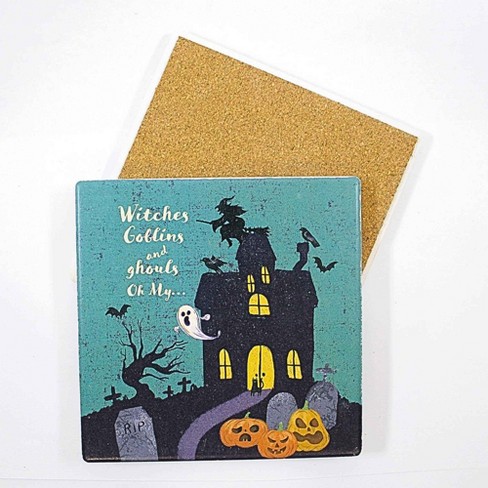 Coasterstone 4.25 In Halloween Hauntings Tile Coaster Ghosts Ghouls ...