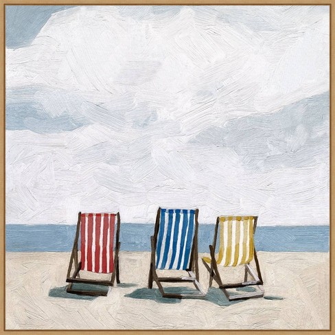 30" X 30" Beach Trip Ii By Emma Scarvey Framed Canvas Wall Art Print ...