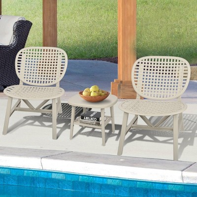 3 Piece Outdoor Patio Furniture Set, Conversation Bistro Set With ...