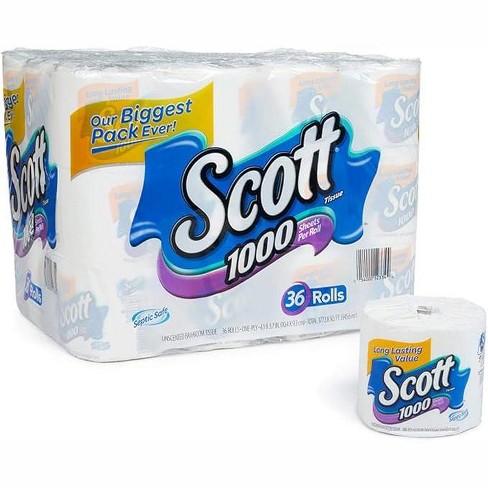 Scott 1000 Sheets Per Roll Toilet Paper, 36 Rolls Bath Tissue : Target