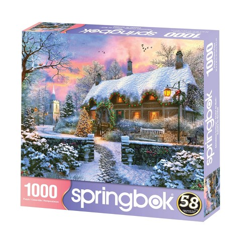 Springbok Christmas Cottage Round Jigsaw Puzzle - 1000pc : Target