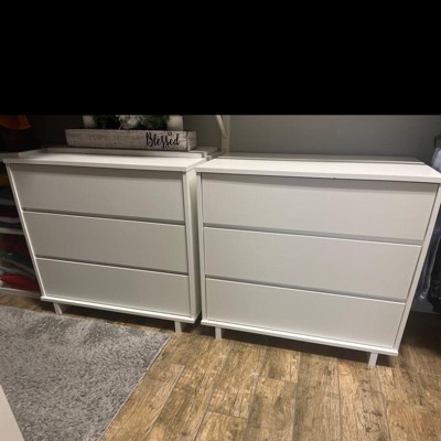 Modern 3 Drawer Dresser White - Room Essentials™: Laminated, Carb ...