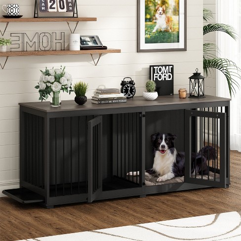 Fufu&gaga 70" Large Dog Crate Furniture Dog Crate Kennel With Trays And ...