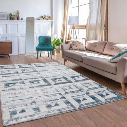 Luxe Weavers Modern Geometric Shape Patterned Turquoise 8x10 Area Rug ...