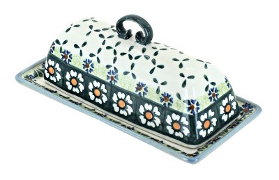 Blue Rose Polish Pottery Blue Daisy Butter Dish : Target