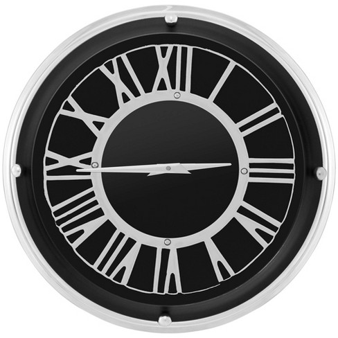 Costway 13.5 Inch Silent Wall Clock With Silver Frame Silver Roman ...