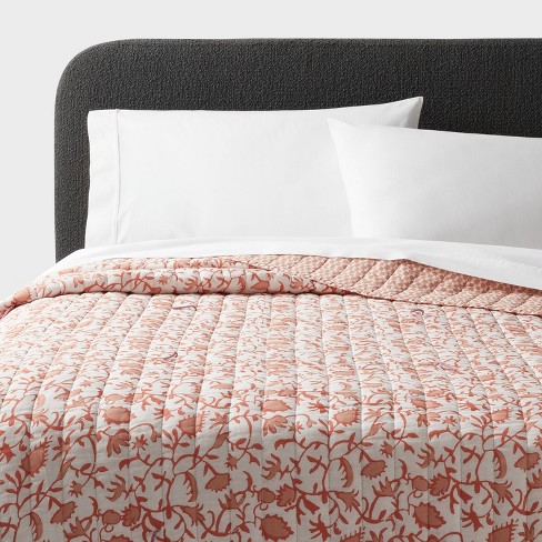 King Earthy Vines Quilt Ivory/melon Pink - Threshold™: Cotton Voile ...