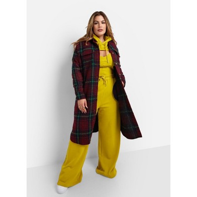 Rebdolls Women's Autumn Plaid Longline Shacket - Red - 1x : Target