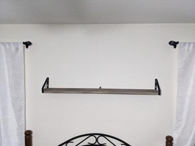 48" Solid Wood Ledge Wall Shelf With Rustic Metal Bracket Driftwood ...