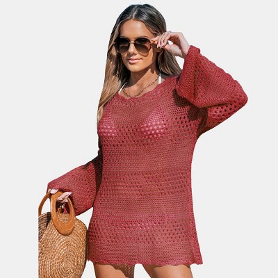 Women's Seaside Whispers Crocheted Cover-up Dress - Cupshe-m-off-white ...