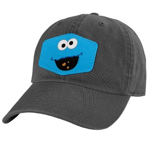 Sesame Street Cookie Monster Face Adult Dad Cap With UV Patch, Charcoal ...