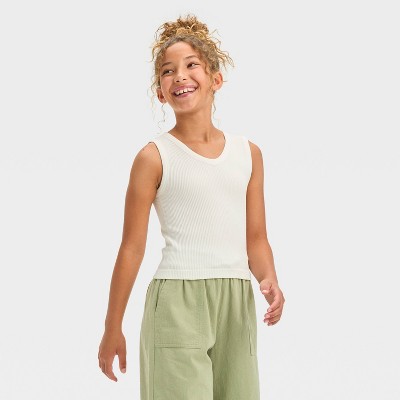 Girls' Seamless V-neck Tank Top - Art Class™ White Xs : Target