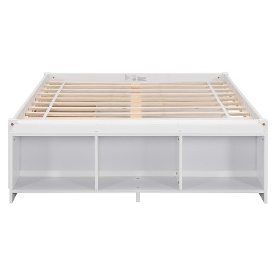 Vynxaria White Full Sized Wooden Bed Frame: Storage Box, 2 Drawers ...