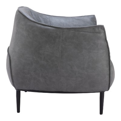 HomeStock 29.7 in H Gray Finish Round Wood Frame Straight Armchair ...