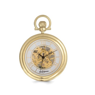 Black Bow Jewelry Swingtime Chrome-finish Brass Mechanical Pocket Watch ...
