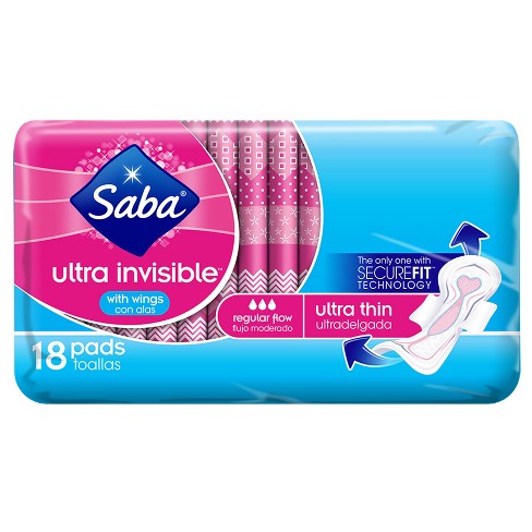 Saba Ultra Invisible Thin Regular Pads - 18ct : Target