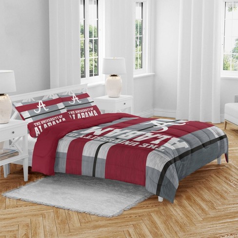 Ncaa Alabama Crimson Tide Heathered Stripe Queen Bedding Set In A Bag ...
