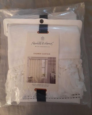 Woven Stripe Tassel Shower Curtain White/dark Gray - Hearth & Hand ...