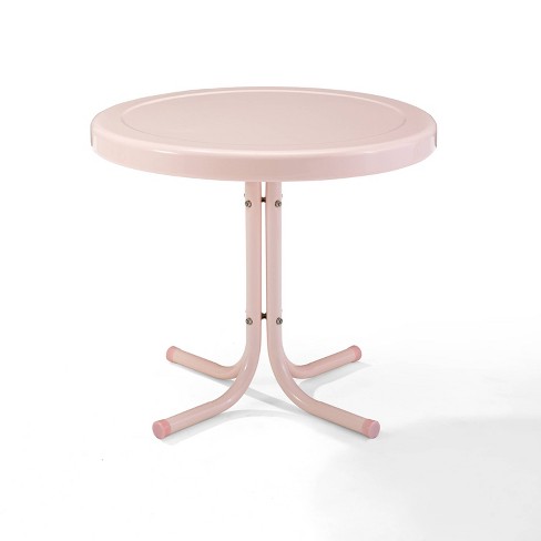 Crosley Griffith Outdoor Side Table Pastel Pink Gloss : Target