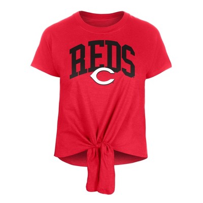 Mlb Cincinnati Reds Women's Front Knot T-shirt - M : Target