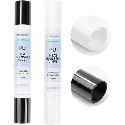 Craft Express Heat Transfer Vinyl, 12" X 60" Rolls, Black & White ...