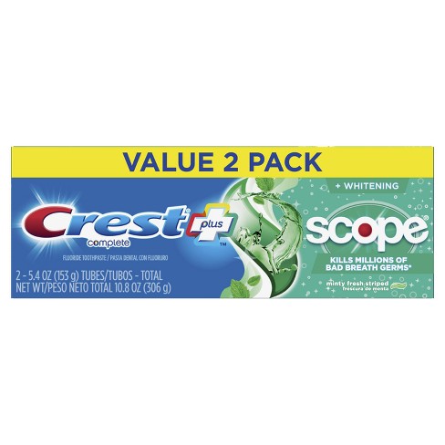 Crest + Scope Complete Whitening Toothpaste - Minty Fresh - 5.4oz/2pk ...