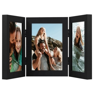 Americanflat Hinged 3 Photo Frame - Desk Photo Frame for 4" X 6" & 5" x ...