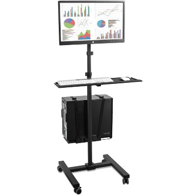 Mount-it! Height Adjustable Rolling Computer Cart, Mobile Workstation ...