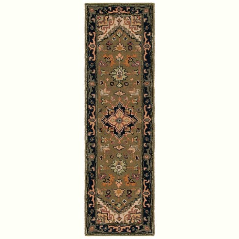 Heritage Hg625 Hand Tufted Runner Rug - Green/light Brown - 2'3"x6 ...