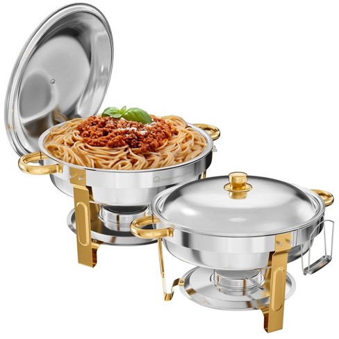 Warmounts 5qt Gold Accent Round Chafing Dish Buffet Set Food Warmer ...