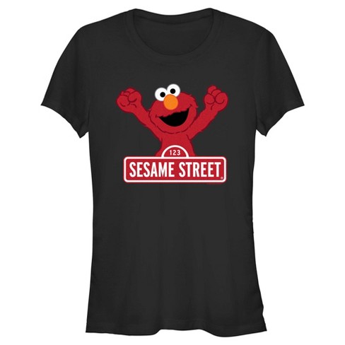 Junior's Sesame Street Elmo Red Logo Sign T-shirt : Target