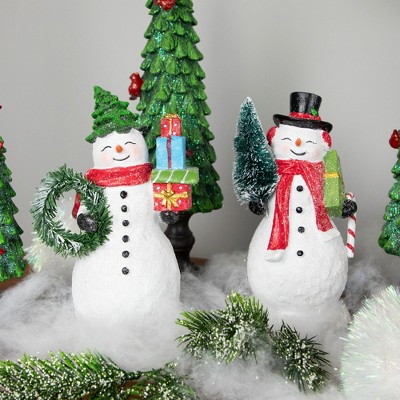 Northlight Set Of 2 Christmas Shopping Snowmen Tabletop Figurines 8 ...