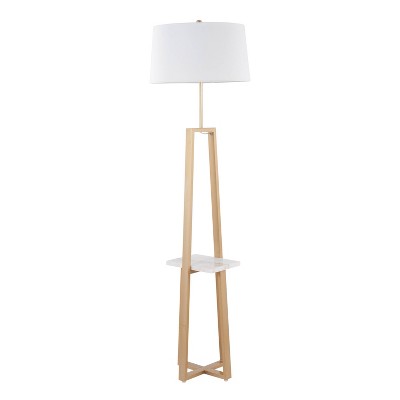 LumiSource Cosmo Shelf Contemporary/Glam Floor Lamp in White Marble and ...