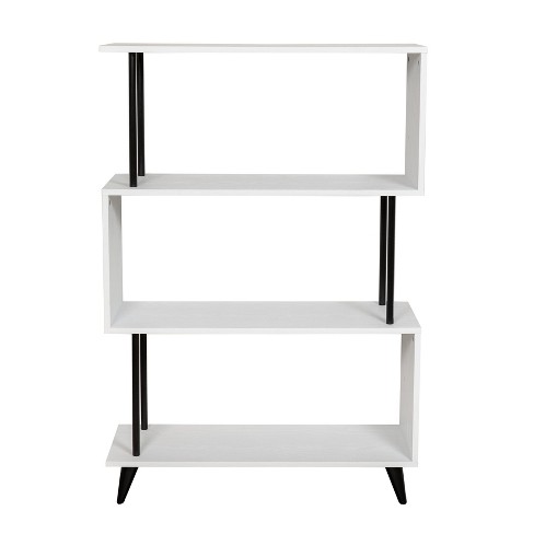 Danya B. 46.5" 4 Tier S Shaped Bookcase White/black: Contemporary Style ...