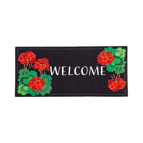 Evergreen Geranium Welcome Sassafras Indoor Outdoor Switch Doormat 1'10 ...