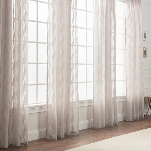 Chanasya 2pk Waves Voile Sheer Window Curtain Panels - Set Of 2 - 52 X ...