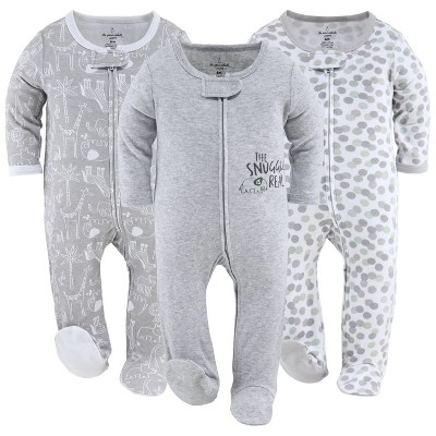 The Peanutshell Footed Baby Sleepers for Boys or Girls, Grey Elephant ...