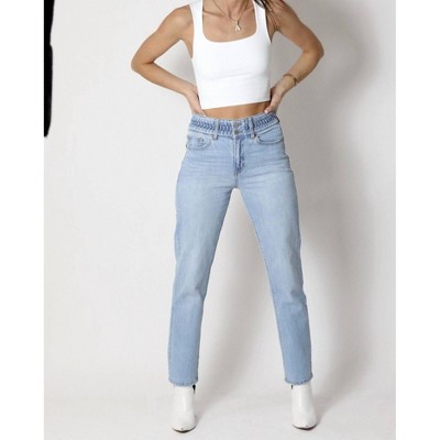 Women's High Rise Pleated Waistband Jeans - Habitual 29 : Target