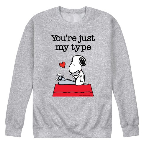 Men's Peanuts Snoopy You're Just My Type Graphic Fleece Sweatshirt ...