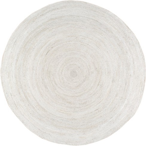 3' Round Hand Woven Rigo Jute Area Rug Off White - Nuloom: Farmhouse ...
