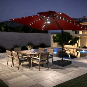 Pellebant 10' x 13' Patio Cantilever Umbrella Solar LED Lights 2-Tier ...