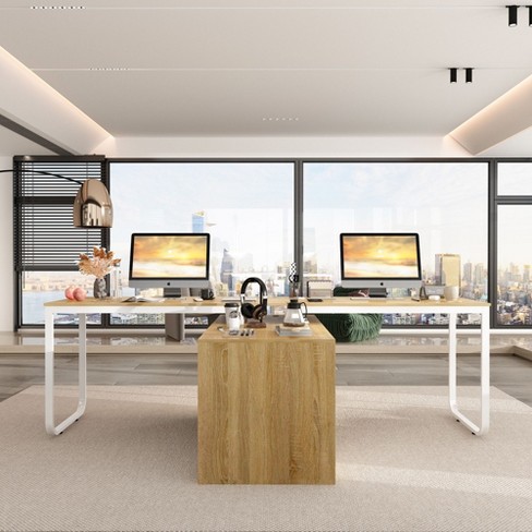 Famapy Yellow Modern Wood Versatile Computer Desk For Collaborative ...