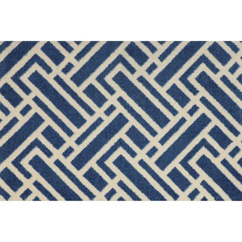 2'x3' Colorstar Deco Grid Doormat Navy Blue - Bungalow Flooring : Target