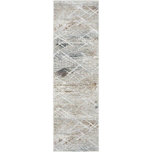 Nourison Glam Modern Abstract Indoor Area Rug Grey Multicolor 2'3" X 7 ...