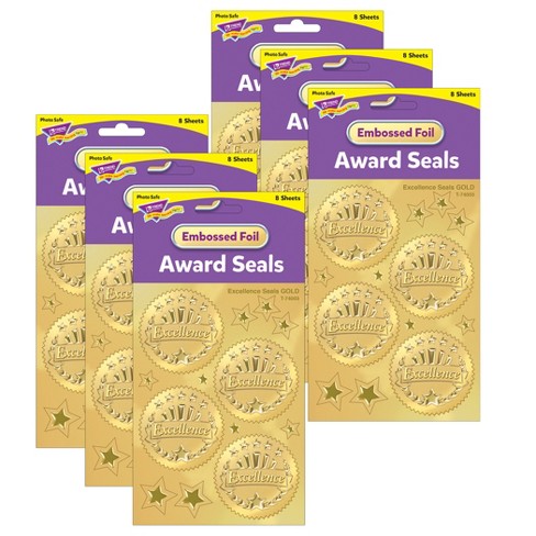 Trend Excellence (gold) Award Seals Stickers, 32 Per Pack, 6 Packs : Target